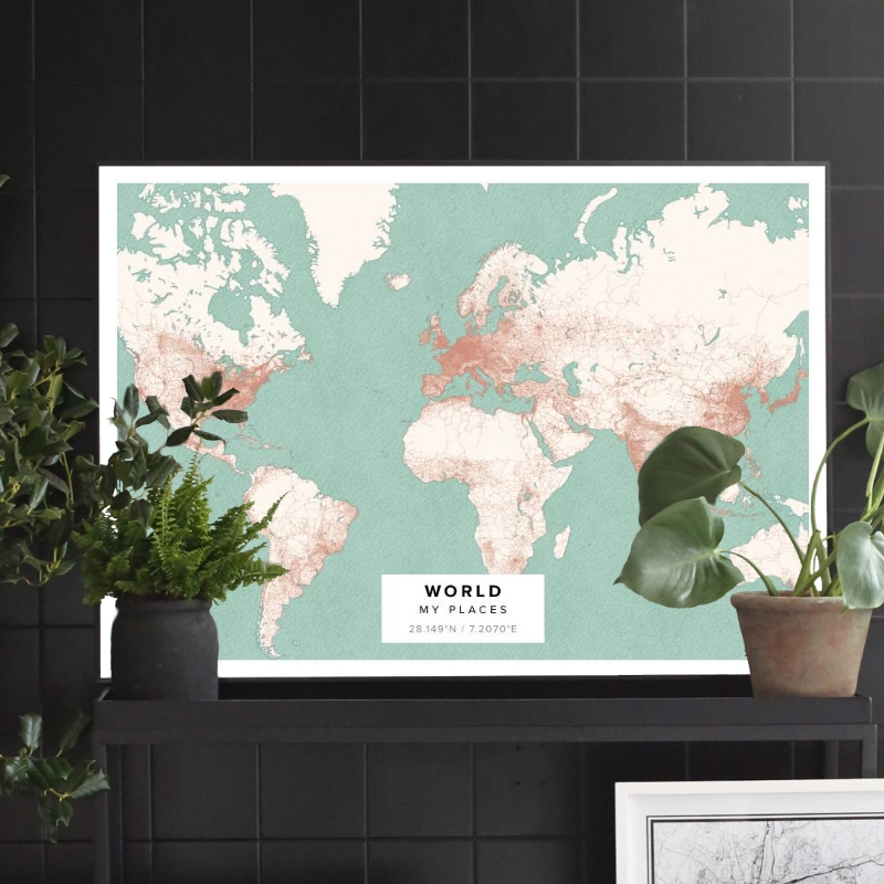 Beautiful poster of World Oldschool, Streetmap poster - Mapiful